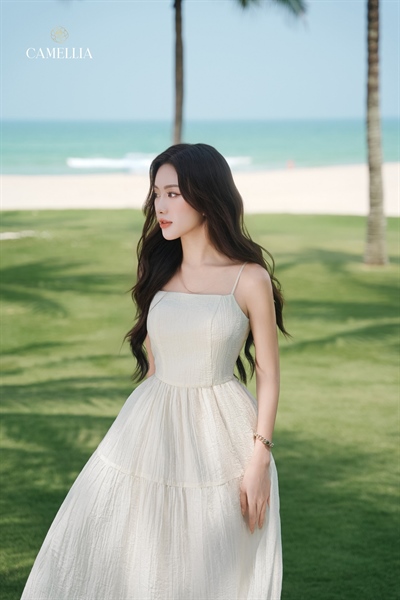 ĐẦM MAXI TRẮNG KEM – Camellia