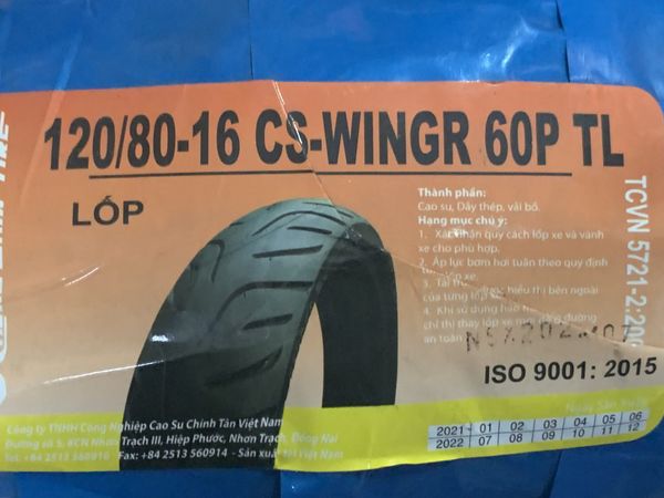 Vỏ Chengshin 100-120/80/16 Bánh Trước/Sau SH 125/150 - Không Ruột – Go2banh.com