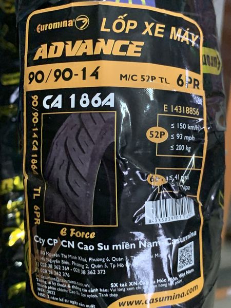 Vỏ Euromina 70-80-90-100/90/14 Bánh Trước/Sau Airblade, Click, Vario ...