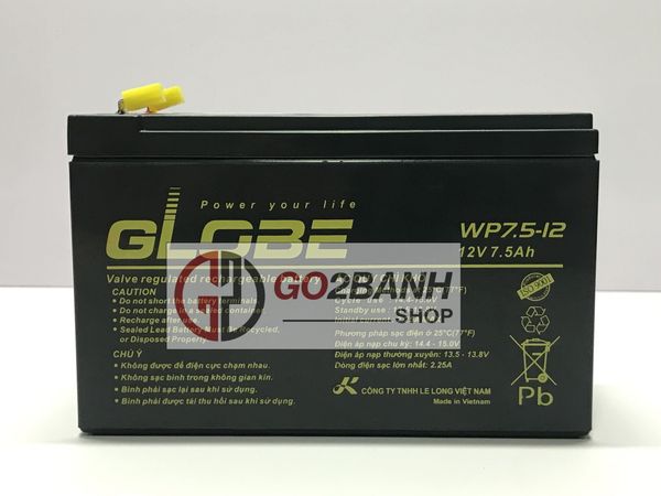 Bình ắc quy khô Globe WP7.5-12 cho bộ lưu điện UPS 12V-7.5Ah – Go2banh.com