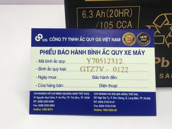 Bình ắc quy khô GS GTZ7V NVX155 12V-6.3Ah – Go2banh.com