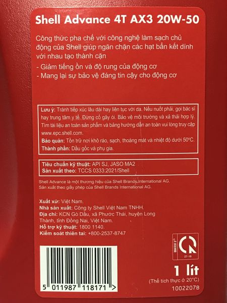 Nhớt Shell Advance Ax3 20W50 xe số – Go2banh.com