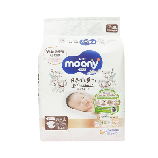 Tã Dán NB Moony Natural 62M – Bé Yêu Shop