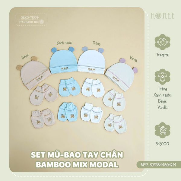 Set Nón - Bao Tay Chân Hrnee Bamboo Modal – Bé Yêu Shop