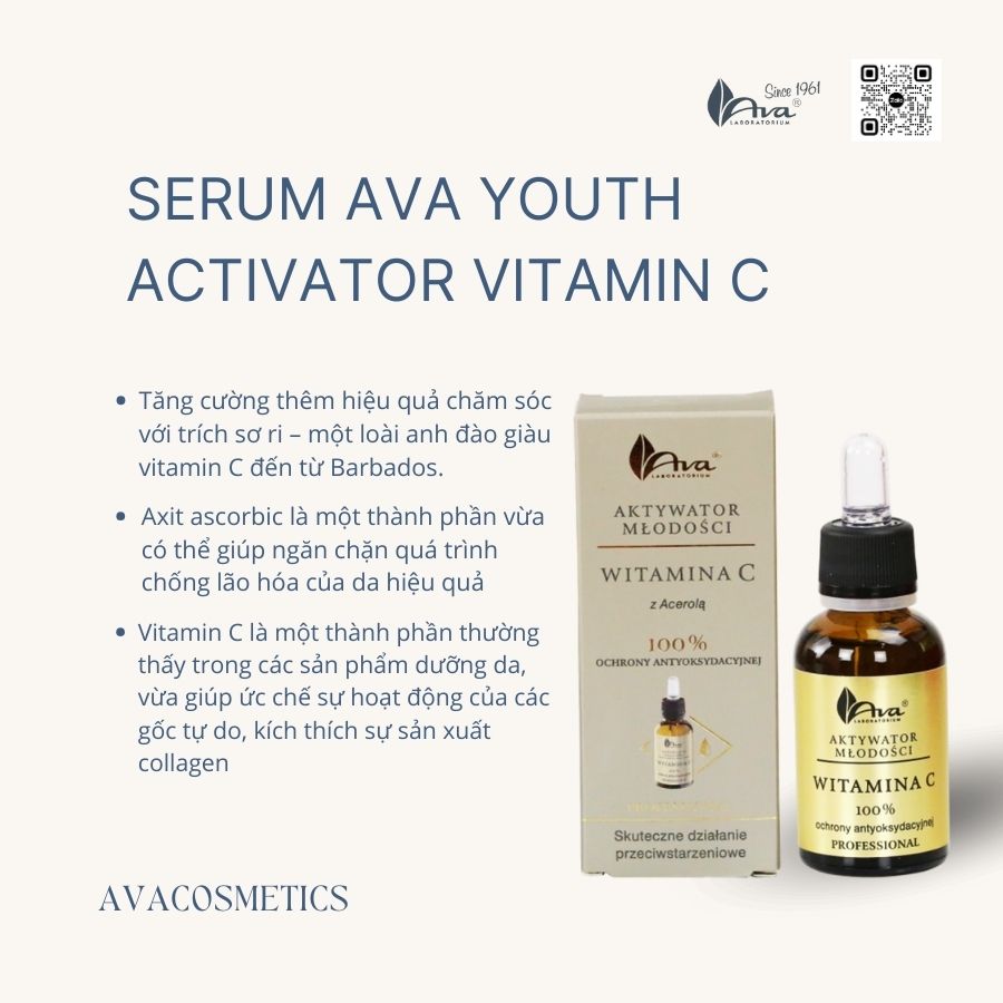 Tinh Chất Serum Vitamin C Ava Youth Activation cấp ẩm, căng bóng 30ml ...