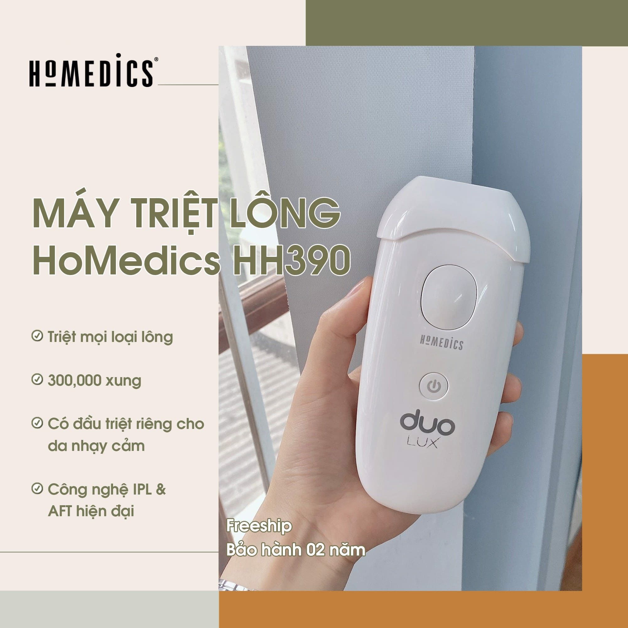 Máy triệt lông cá nhân công nghệ kép IPL&AFT, cảm biến màu da HoMedics – HT Beauty