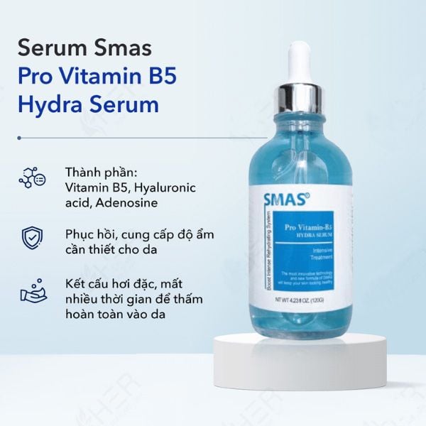 Serum Smas Pro Vitamin B5 Hydra Serum 120ml & Tinh Chất Cấp Ẩm SMAS HA – HT Beauty