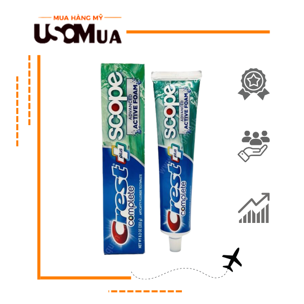 Kem Đánh Răng CREST Scope Complete Plus Active Foam, 232g