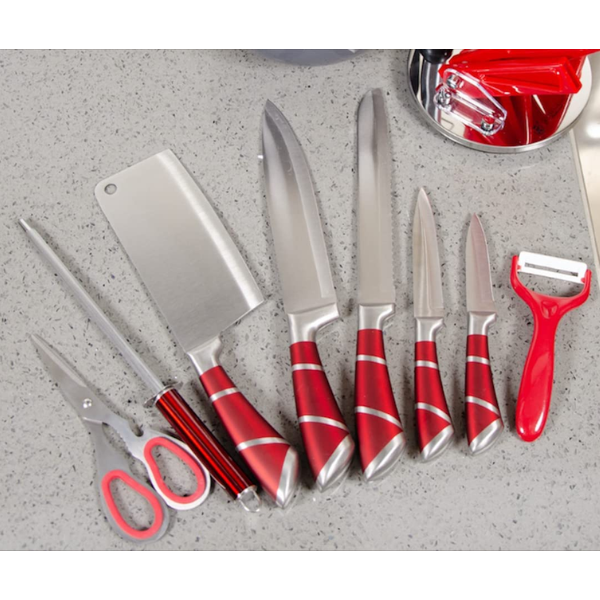 UTAKI- Set dao 9 món (Đỏ) – Siêu Thị Nhật Bản