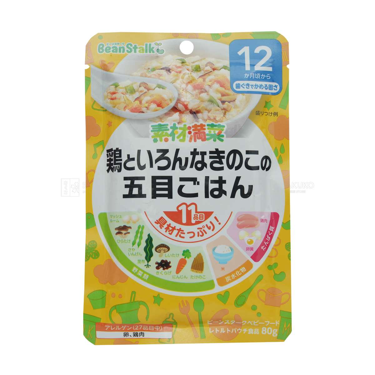 BEANSTALK- Cơm trộn nấm, thịt gà 12 tháng (80g) – Siêu Thị Nhật Bản