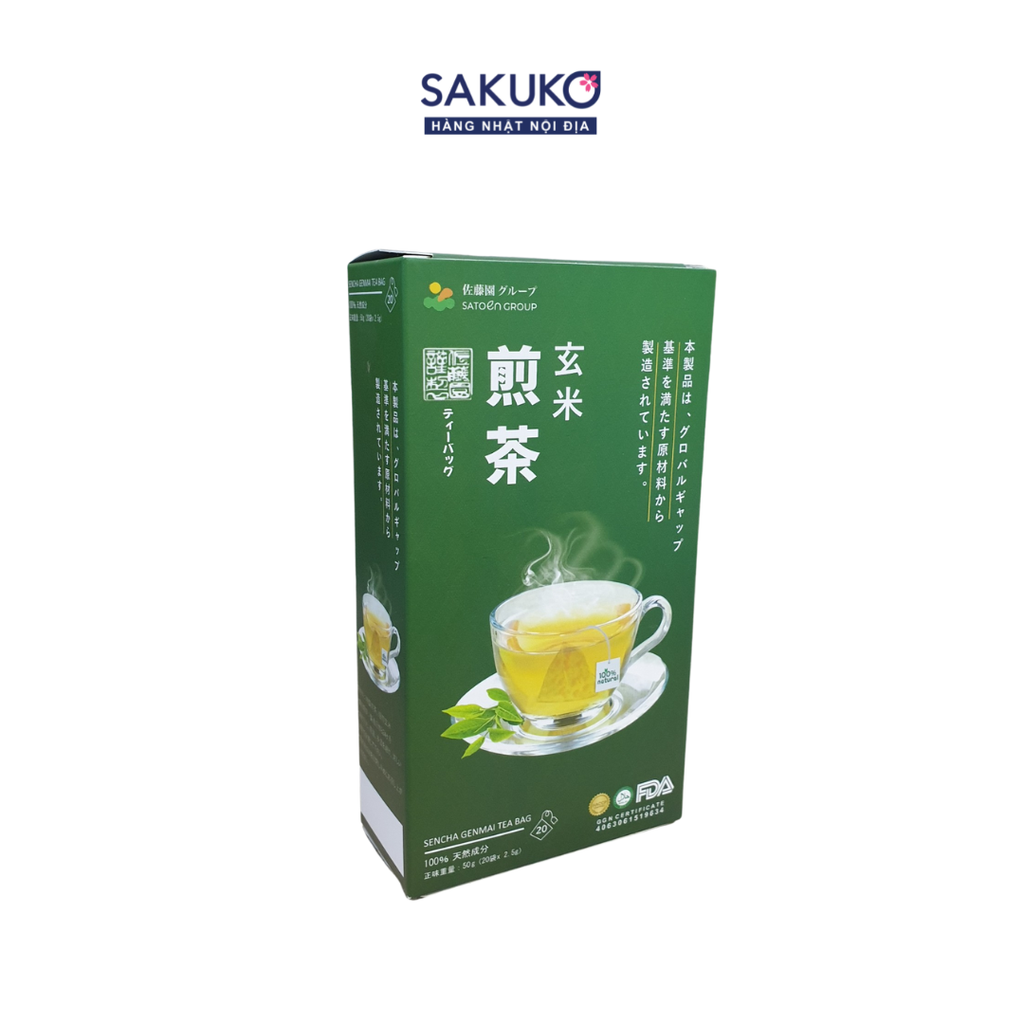 SATOEN- Hộp trà Sencha Genmai Bình An 2,5gx20 túi – Siêu Thị Nhật Bản