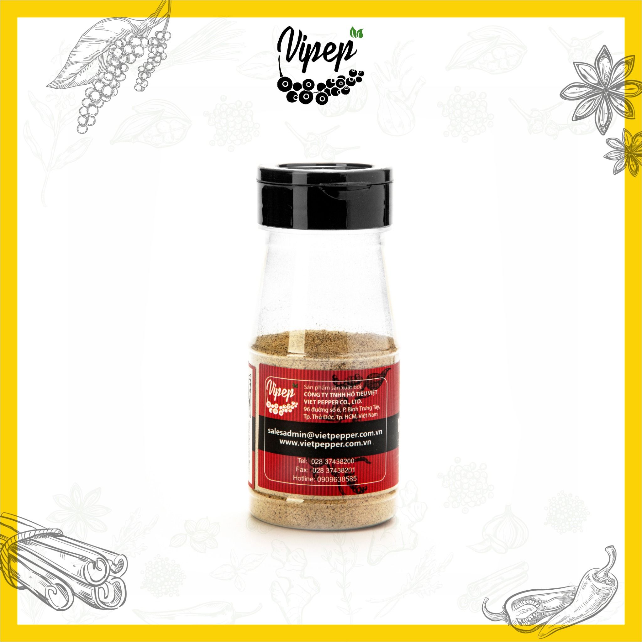 Tiêu Sọ Xay Tự Nhiên Vipep Hũ Nhựa 50g – GIA VỊ VIPEP