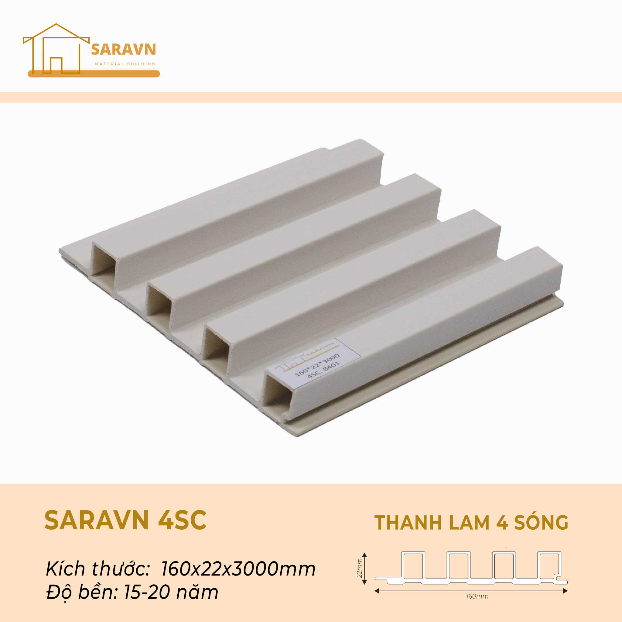 TẤM ỐP TƯỜNG LAM SÓNG - LAM 4 SÓNG – Sara Việt Nam