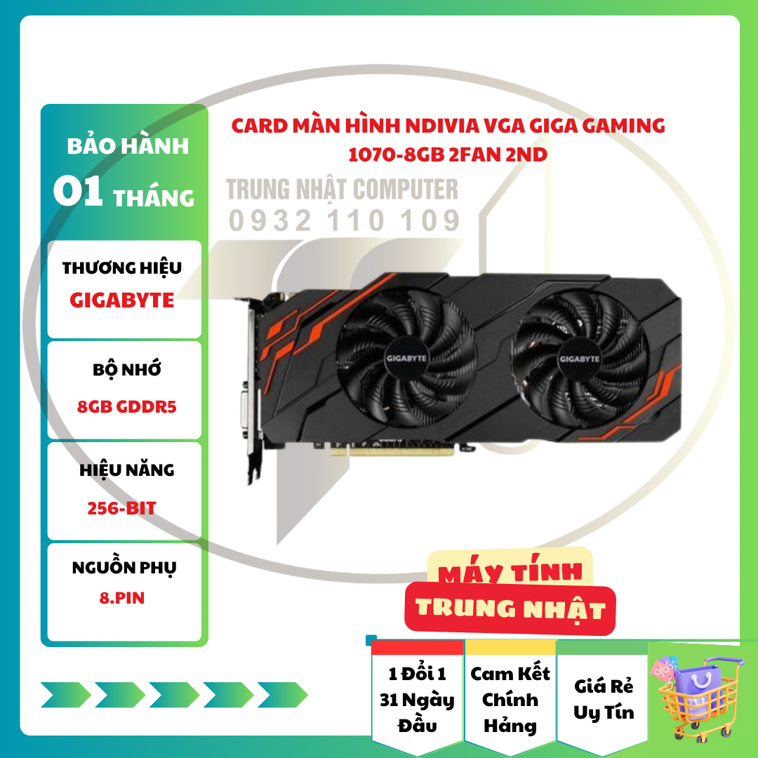 Card Màn Hình Ndivia VGA Giga Gaming 1070-8Gb 2Fan 2ND