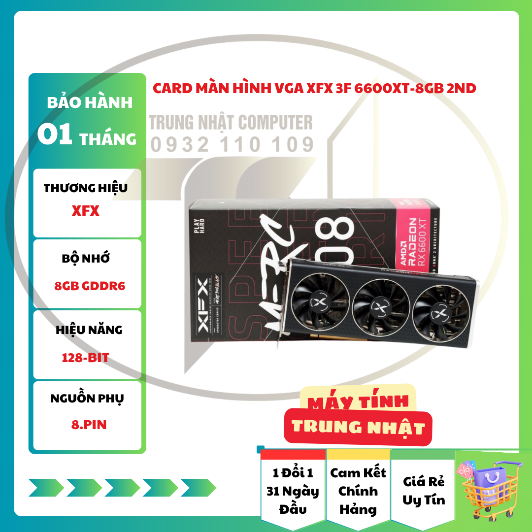Card Màn Hình VGA XFX 3F 6600XT-8GB 2ND