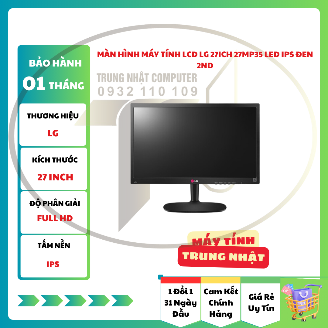 Màn Hình LCD LG 27ich 27MP35 LED IPS Đen 2ND