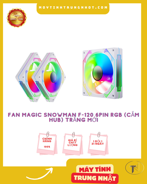 FAN MAGIC SNOWMAN F-120 6PIN RGB(CẮM HUB) Trắng Mới