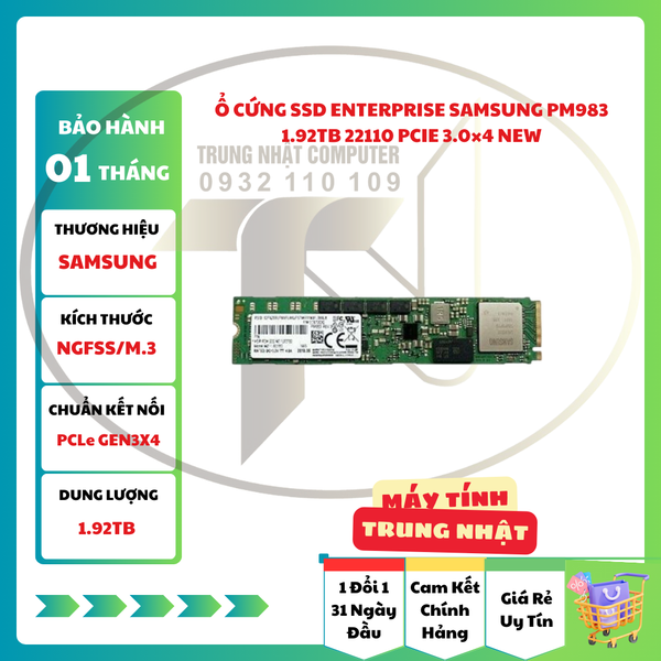 Ổ Cứng SSD Enterprise Samsung PM983 1.92TB 22110 PCIe 3.0×4 New