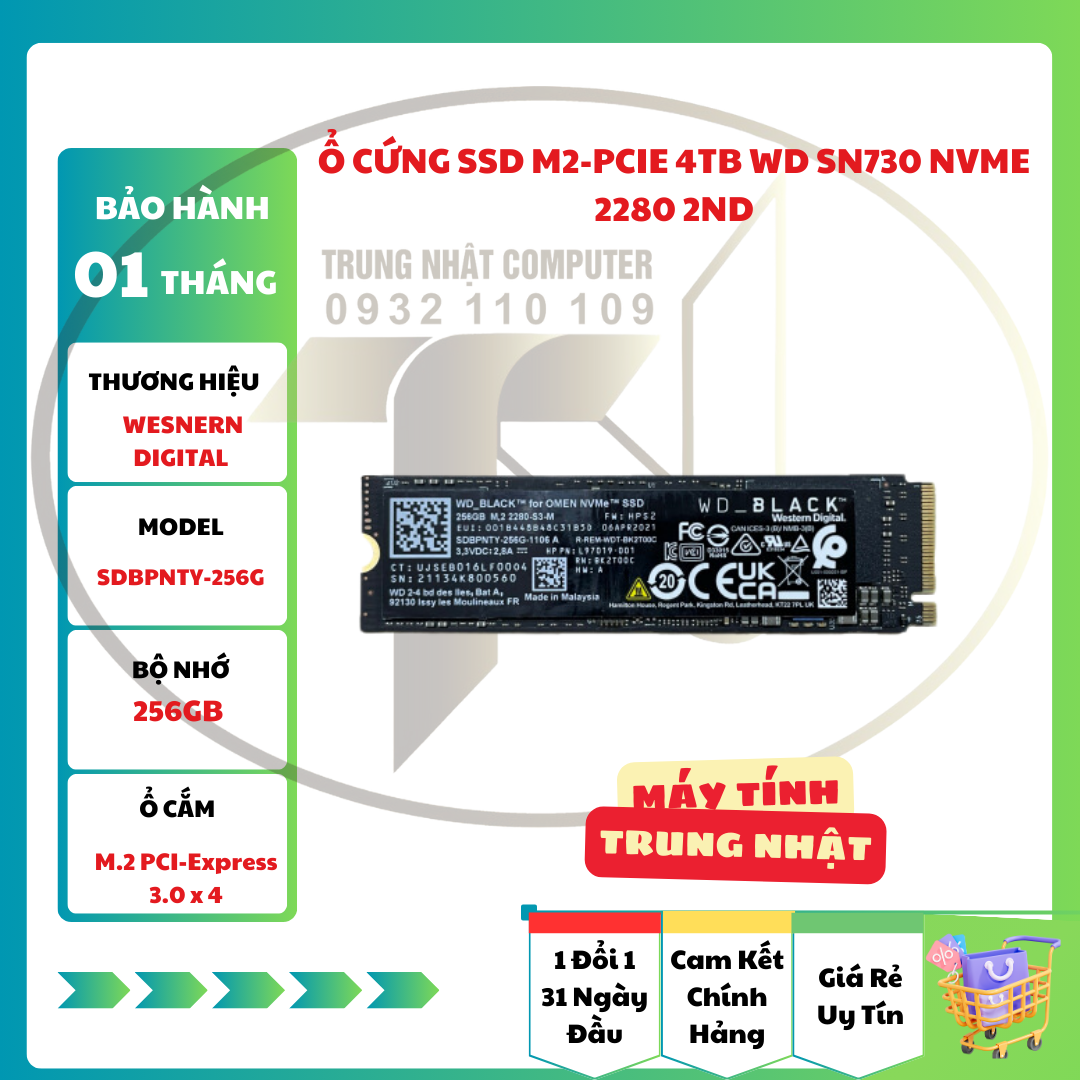 Ổ cứng SSD M2-PCIe 4TB WD SN730 NVMe 2280 2nd
