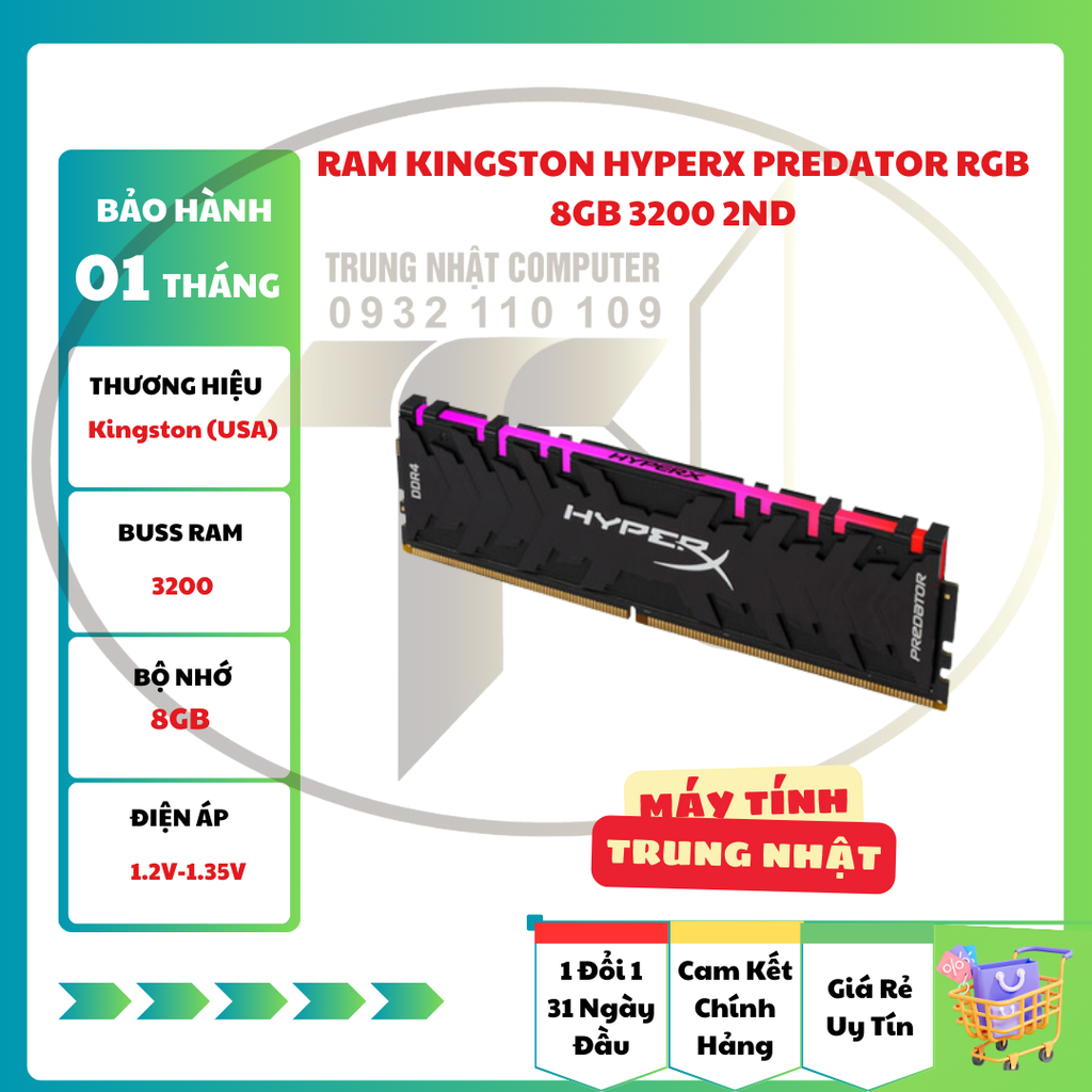Ram Kingston HyperX Predator RGB 8GB 3200 2ND