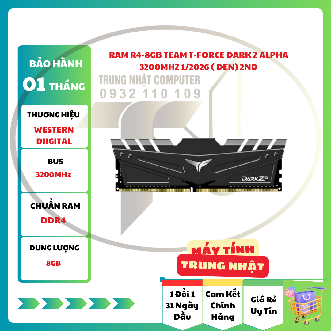Ram R4-8GB Team T-Force Dark Z Alpha 3200MHz ( đen) 2ND