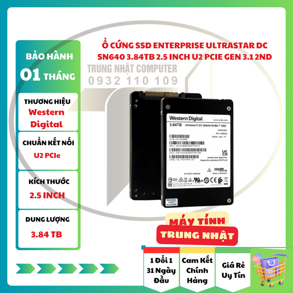 Ổ Cứng SSD Enterprise Ultrastar DC SN640 3.84TB 2.5 inch U2 PCIe Gen 3
