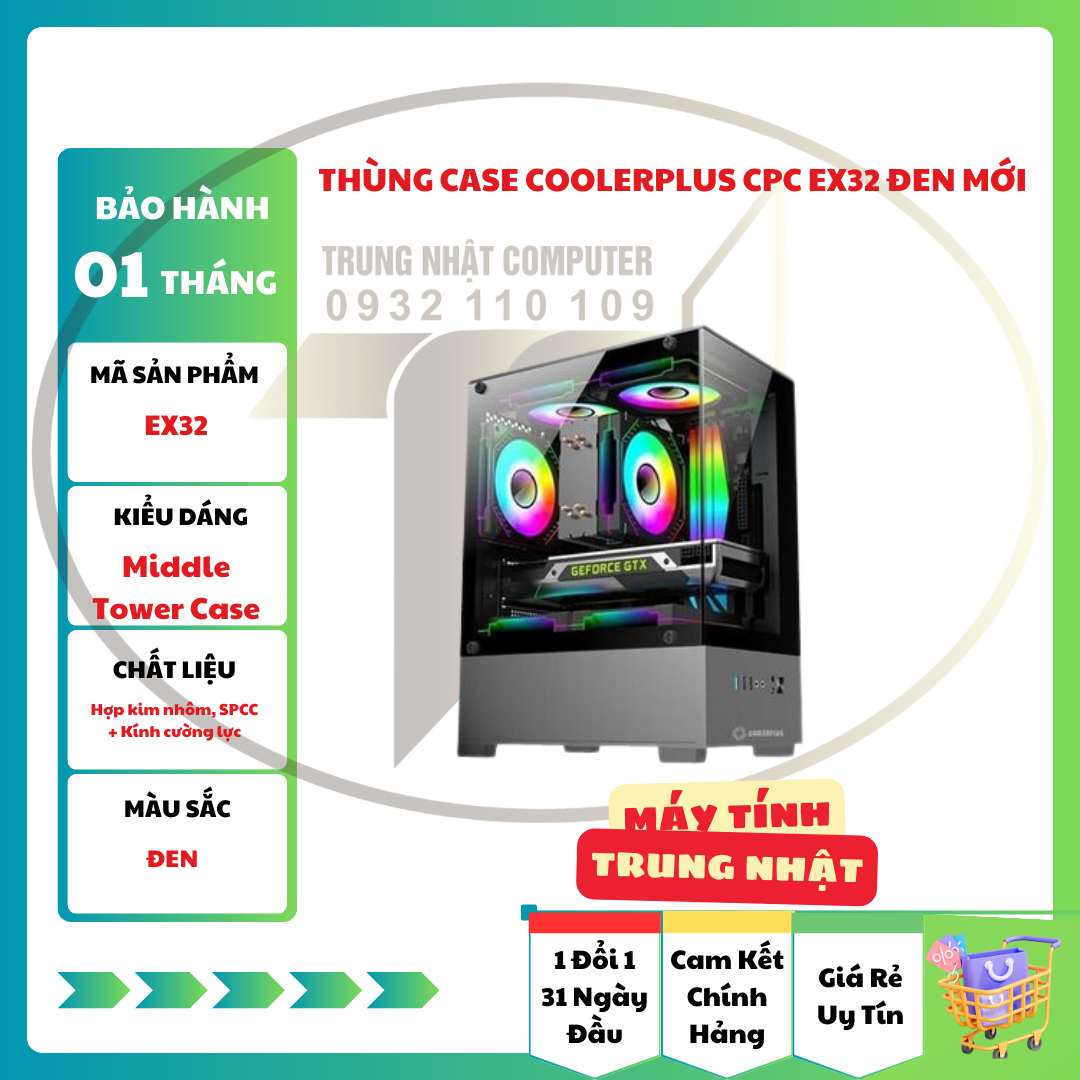 Thùng Case Coolerplus CPC EX32 Đen Mới