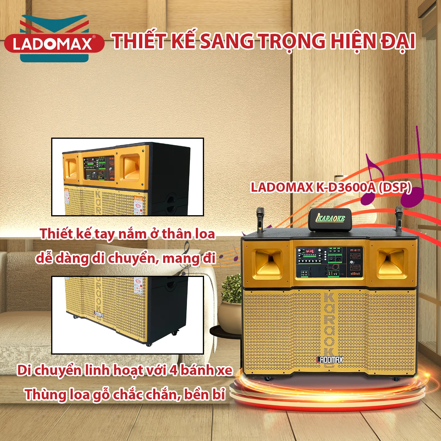 Loa karaoke di động cao cấp Ladomax K-D3600A(DSP) Ladomax Vietnam