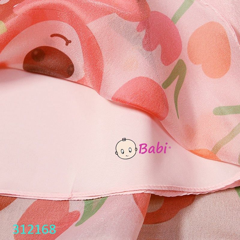 Đầm Tơ Tay Phồng In Gấu Dâu Dễ Thương (11kg-42kg) – Babi.vn