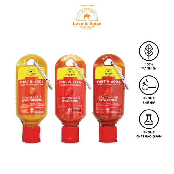 Set 3 móc khóa tương ớt siêu cay Love & Spice 3 cấp độ - CAY QUÁ ĐÃ x ...
