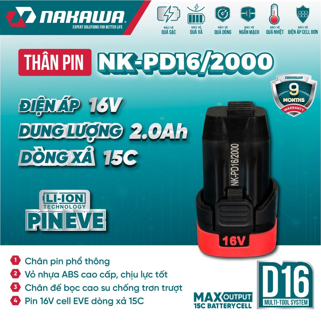 Pin 16V 2.0Ah NAKAWA NK-PD16/2000