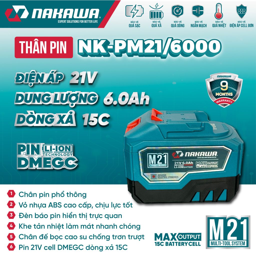 Pin 21V 6.0Ah NAKAWA NK-PM21/6000