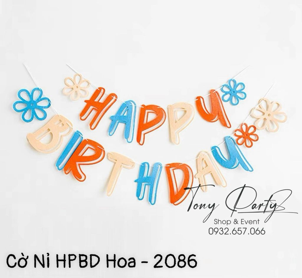 Cờ Nỉ HPBD Hoa – Tony Party Store