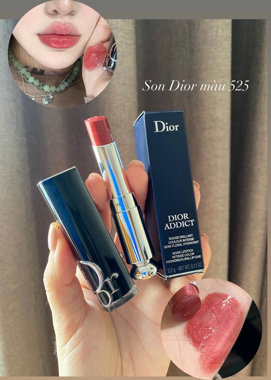Son Môi Dior AddictI Refillable Shine 525 - Hồng Cam – Sahara Perfume