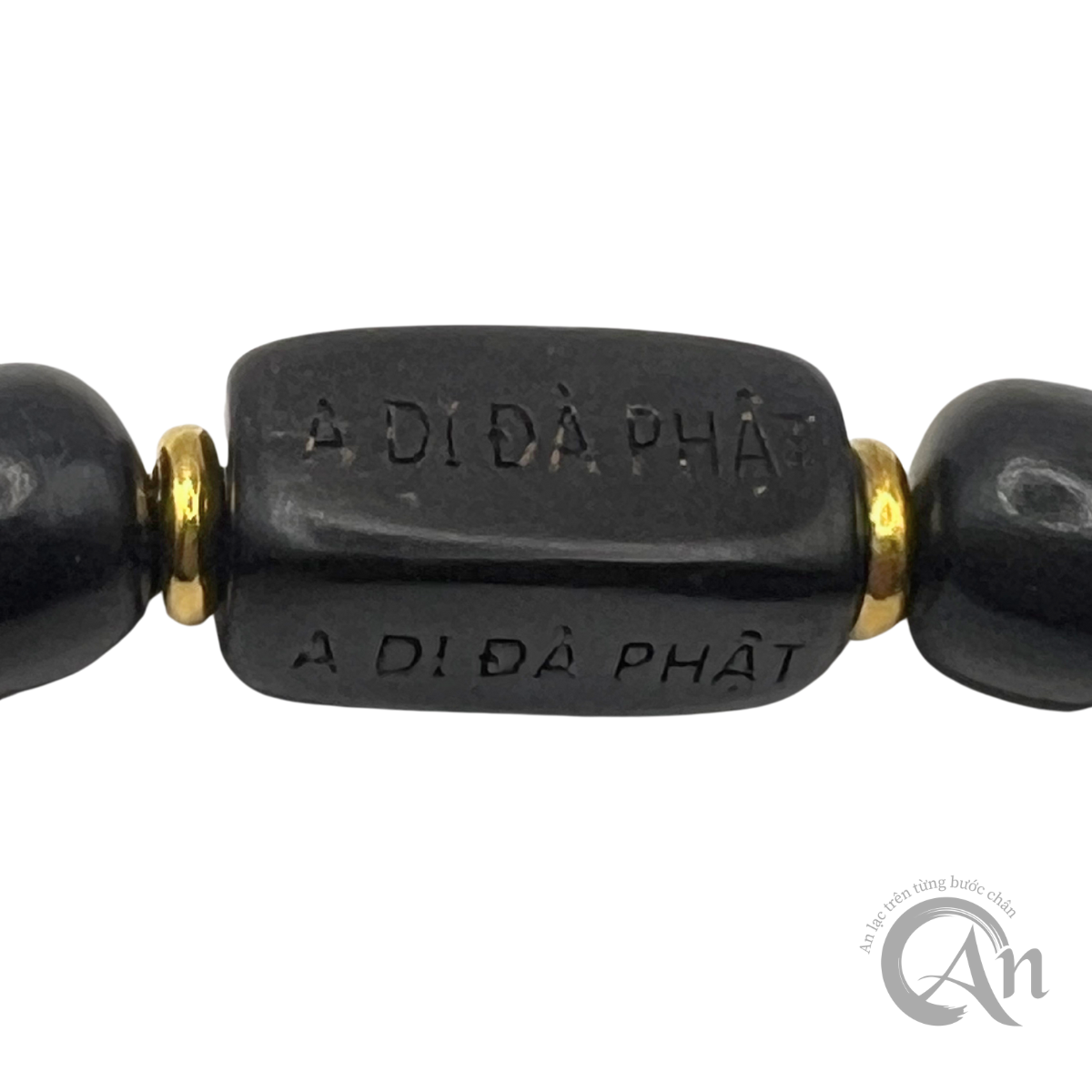 Vòng tay gỗ mun tự nhiên kiểu cổ điển khắc chữ A DI ĐÀ PHẬT (VT54 ...
