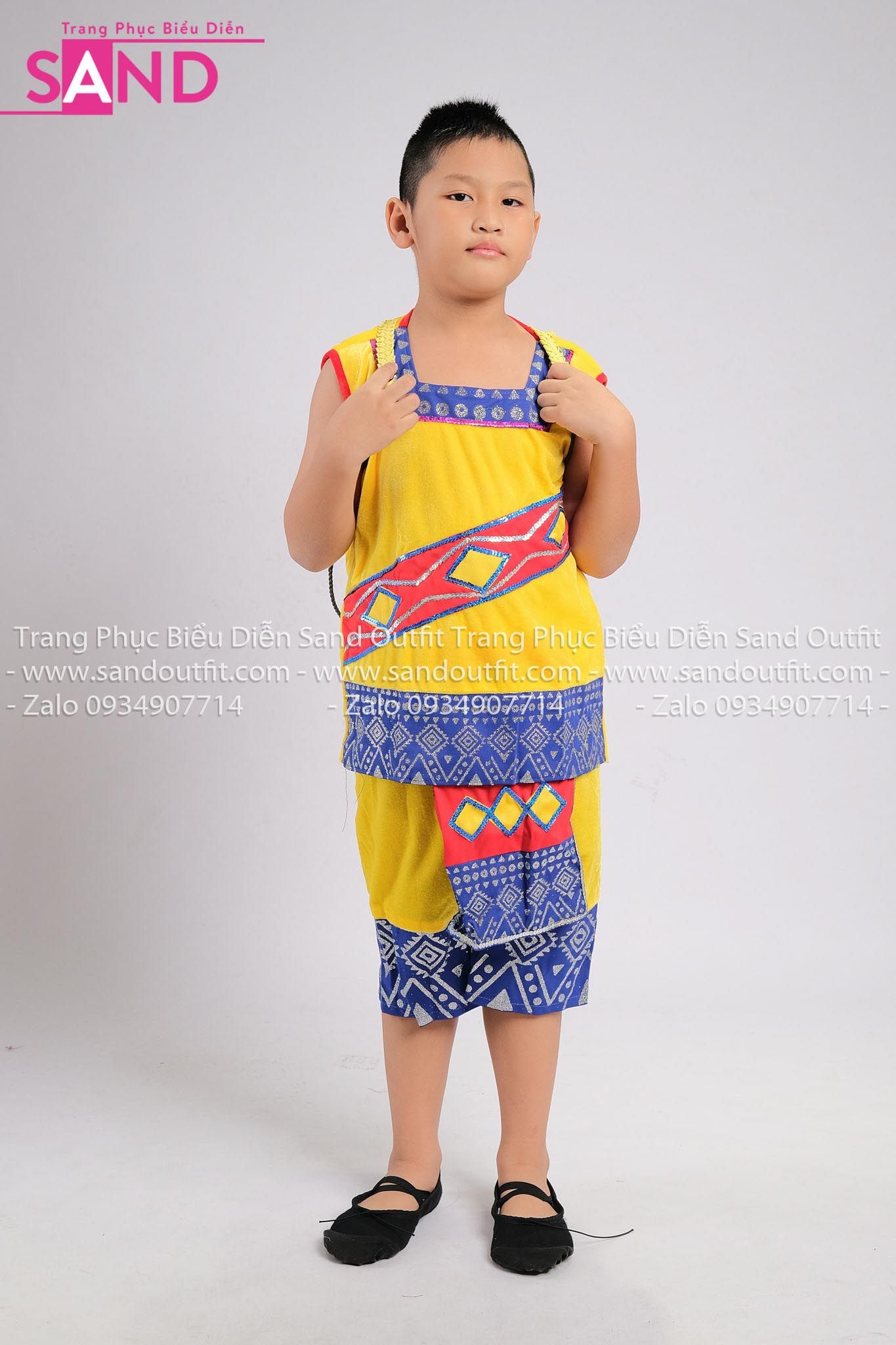 NTN0302 Trang Phục Tây Nguyên Trẻ Em - Màu Vàng Diền Xanh – Sand Outfit