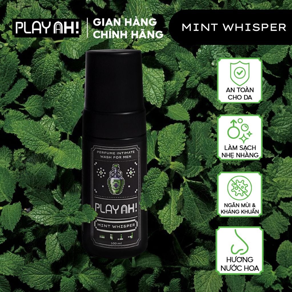 Dung Dịch Vệ Sinh Nam PlayAh hương nước hoa Mint Whisper tạo bọt 100ml
