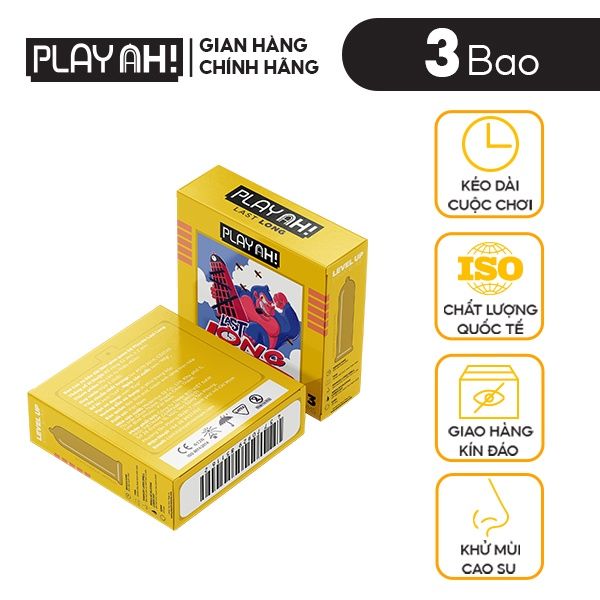 Bao Cao Su PlayAh Last Long Kéo Dài Thời Gian Hộp 3 size 52mm