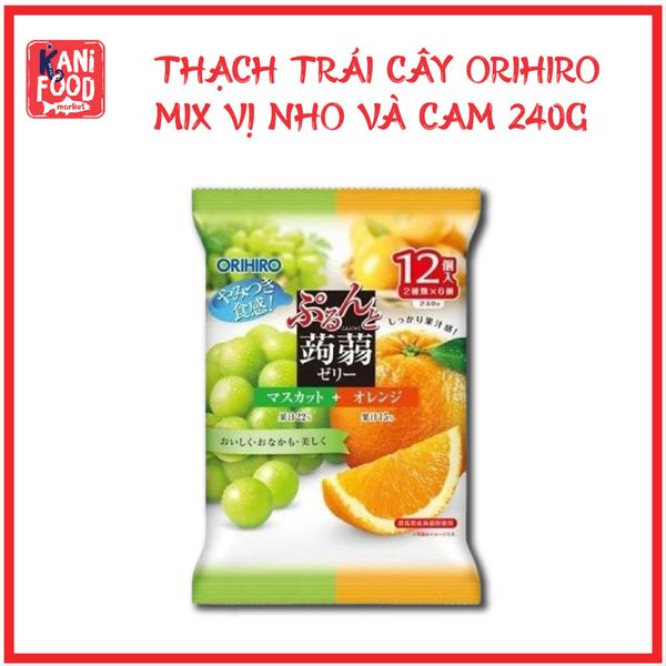 THẠCH TRÁI CÂY ORIHIRO MIX VỊ NHO VÀ CAM 240G (20G X 12CÁI)