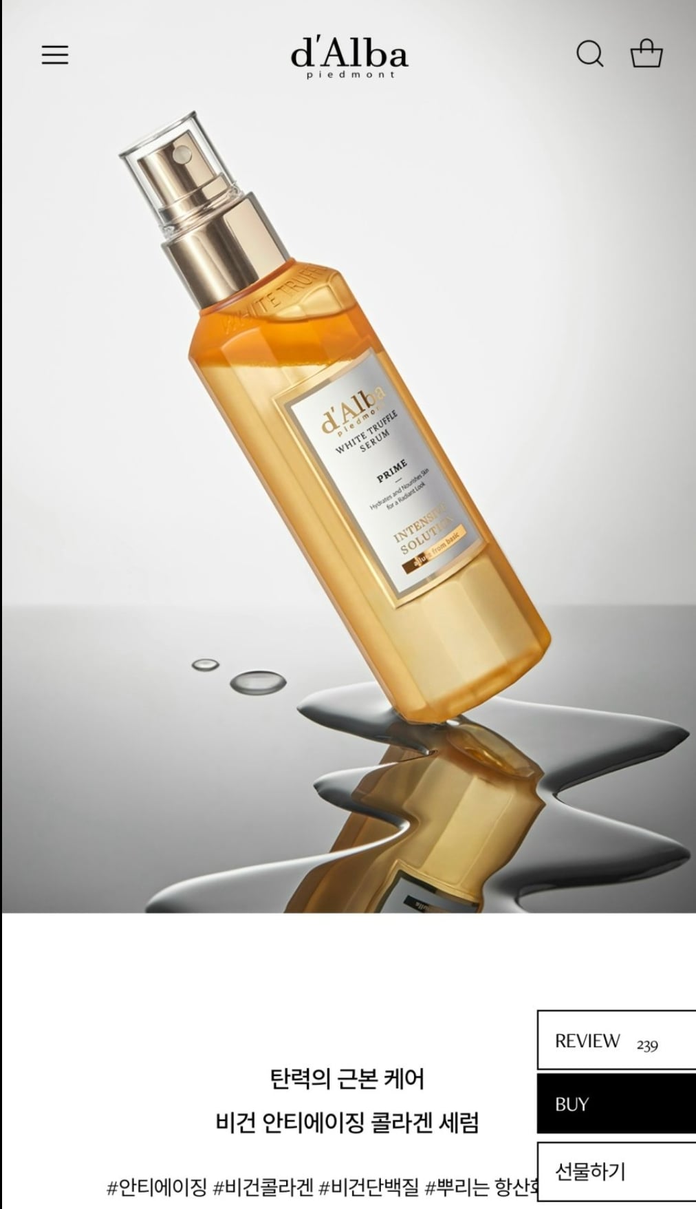 Serum Dạng Xịt D’Alba White Truffle Supreme Intensive Solution 50ml ...