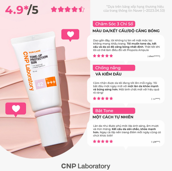 Kem Chống Nắng CNP Laboratory Nâng Tông Da 50ml Tone-Up Protection Sun – hyphat.vn