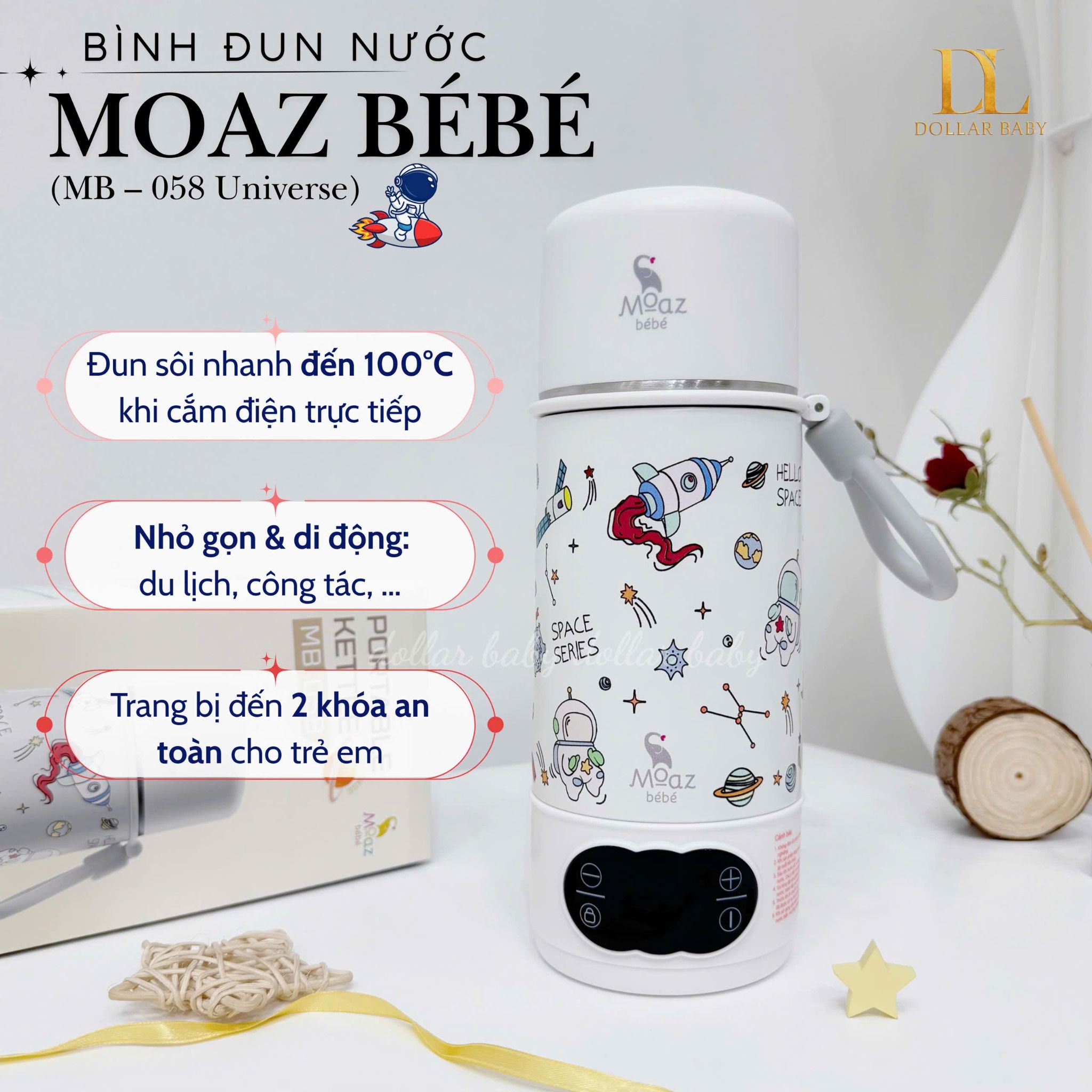 Bình đun nước cầm tay MoazBébé - MB058 Universe – Dollar Baby