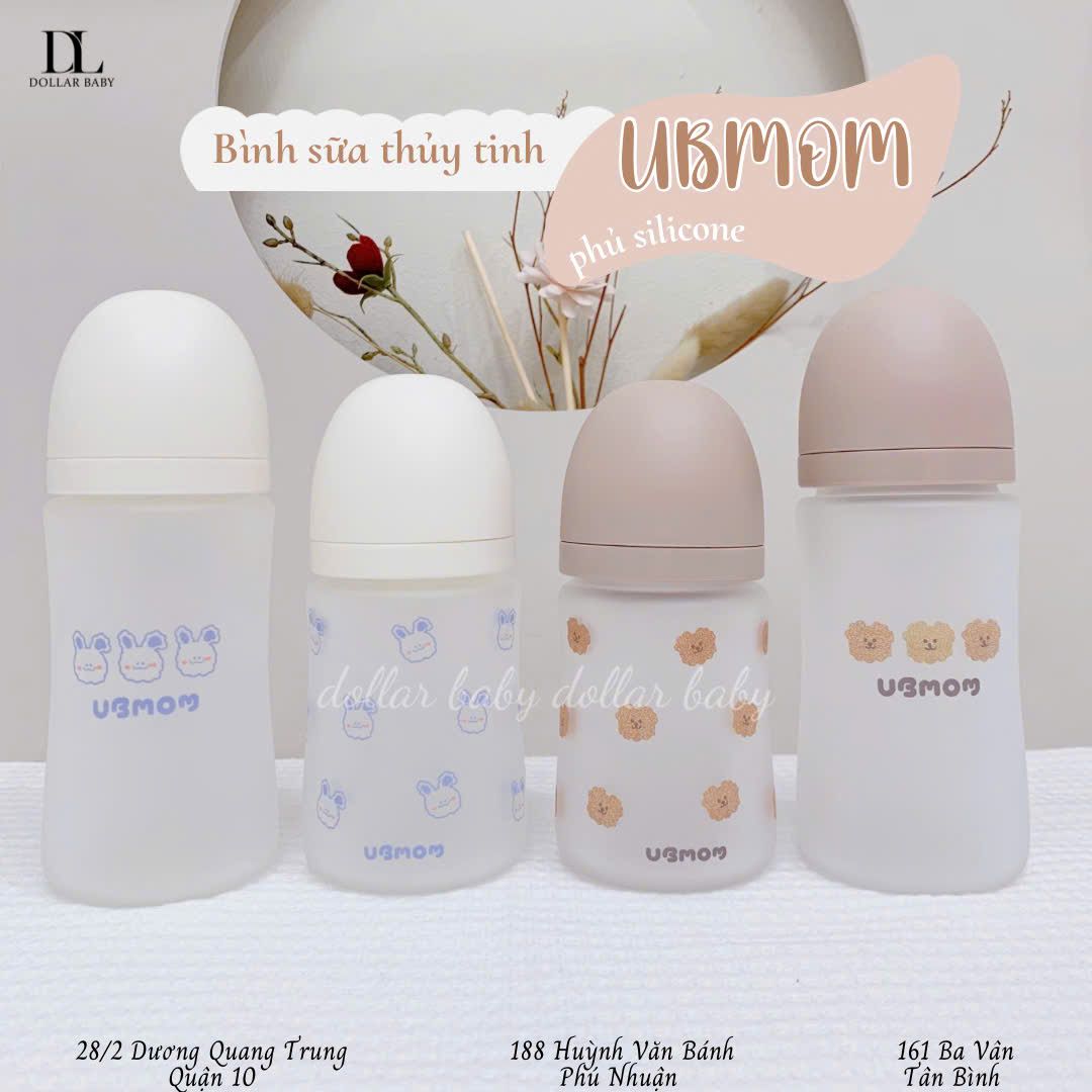 Bình sữa thuỷ tinh bọc silicon Ubmom – Dollar Baby