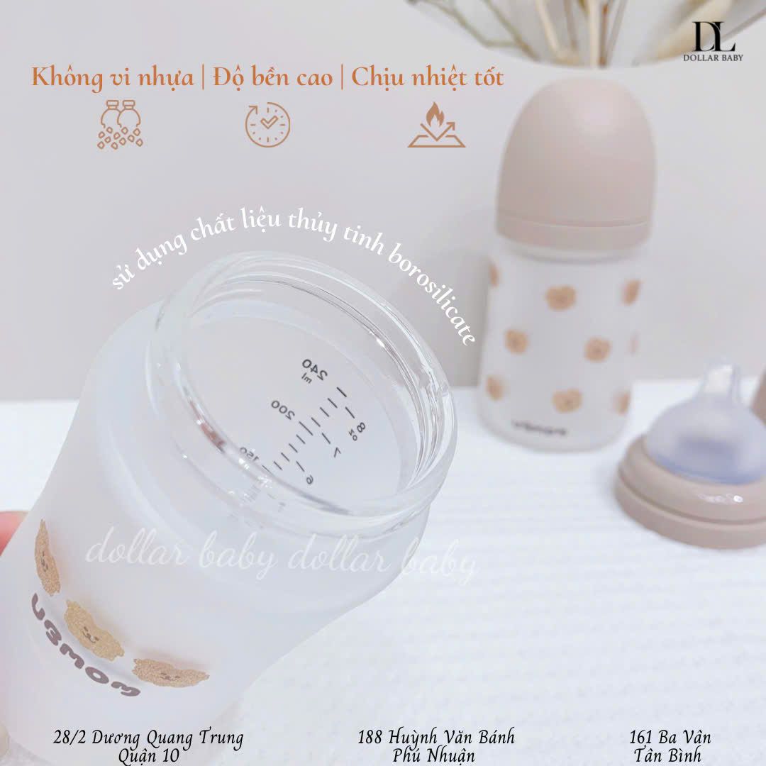 Bình sữa thuỷ tinh bọc silicon Ubmom – Dollar Baby