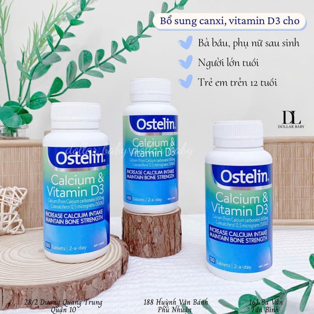 Bổ sung Canxi + vitamin D3 Ostelin 130v – Dollar Baby