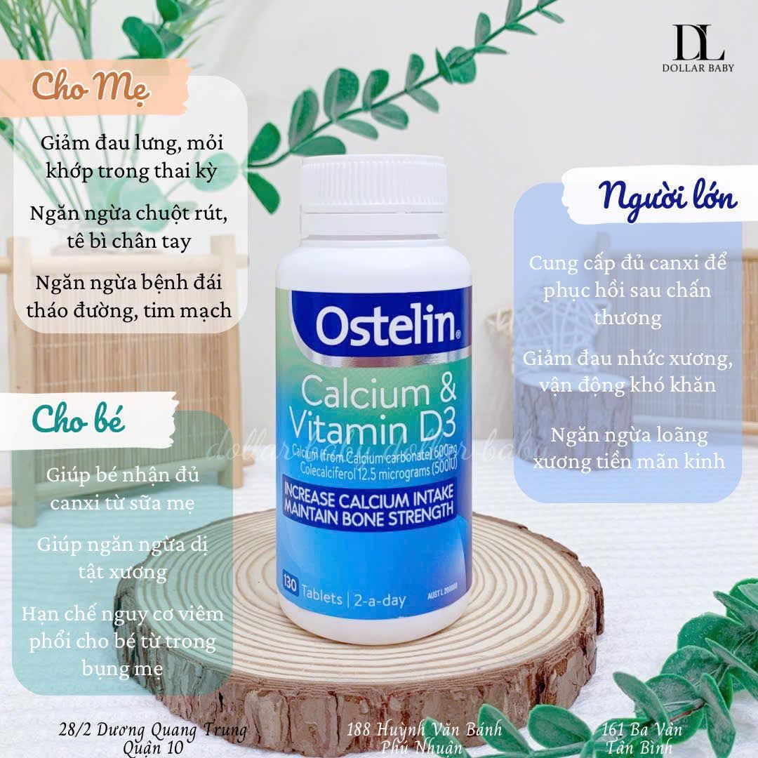 Bổ sung Canxi + vitamin D3 Ostelin 130v – Dollar Baby
