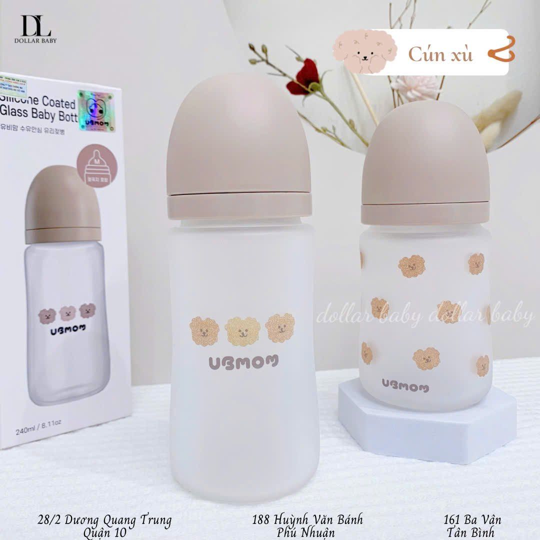 Bình sữa thuỷ tinh bọc silicon Ubmom – Dollar Baby