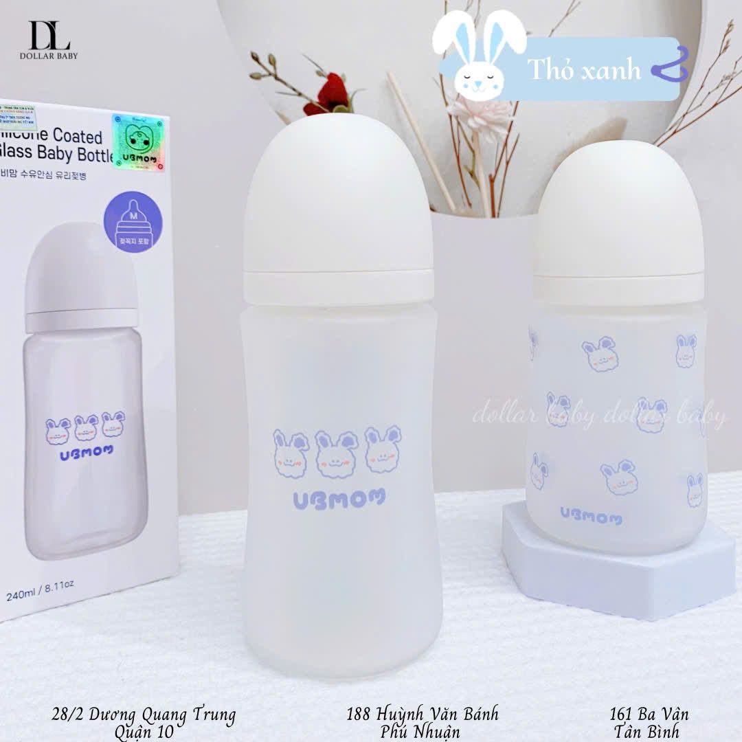 Bình sữa thuỷ tinh bọc silicon Ubmom – Dollar Baby