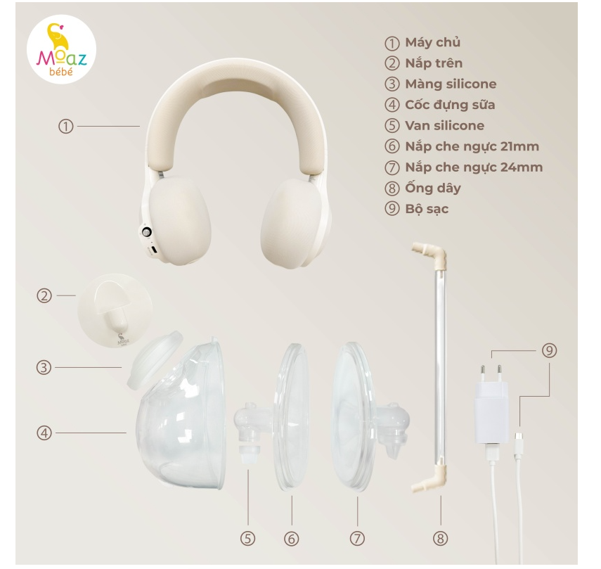 Máy hút sữa di động kèm chườm ấm cổ Moaz BéBé MB091 – Dollar Baby