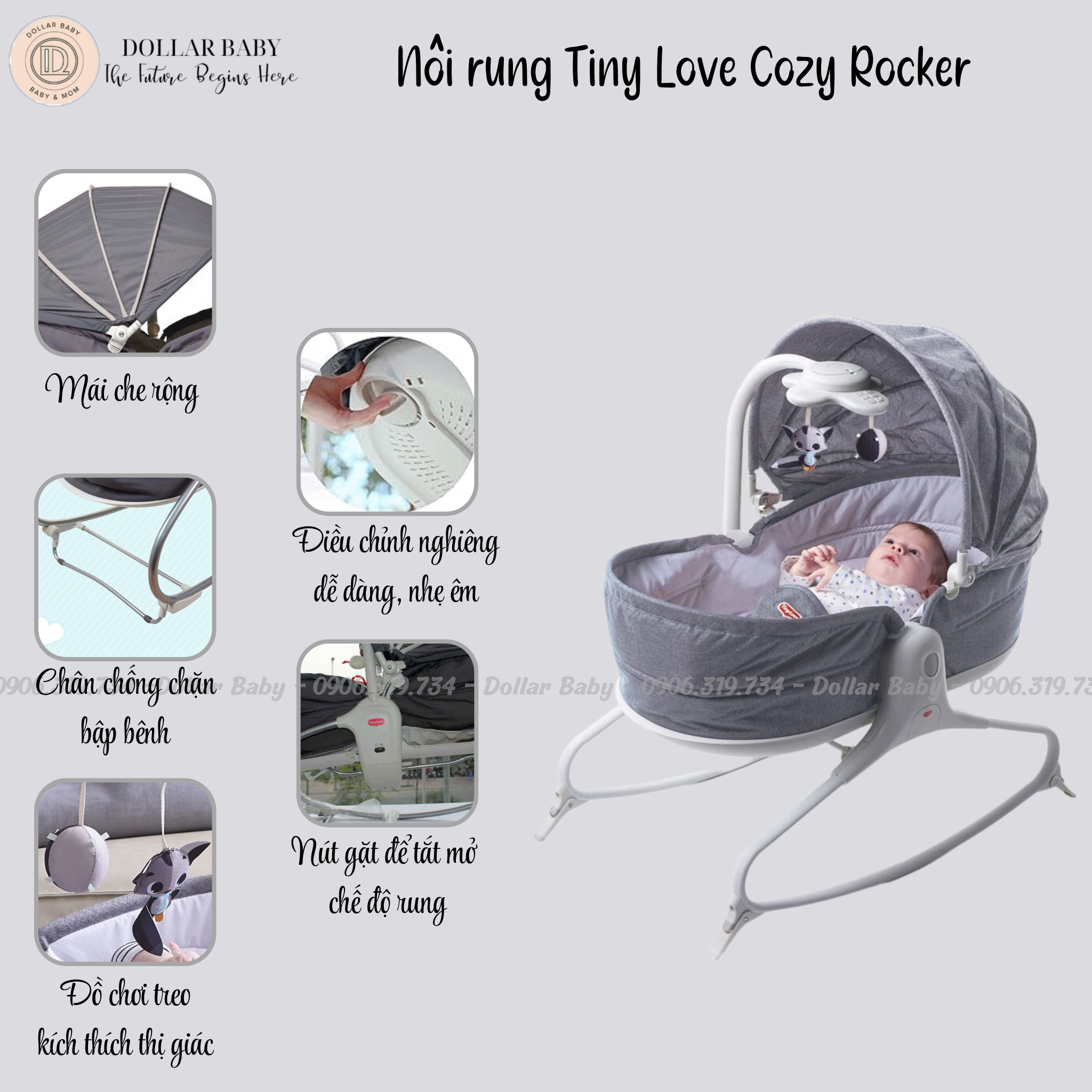 Nôi rung Tiny Love Cozy Rocker – Dollar Baby